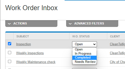 Completing Inspection Deficiencies in Work Orders