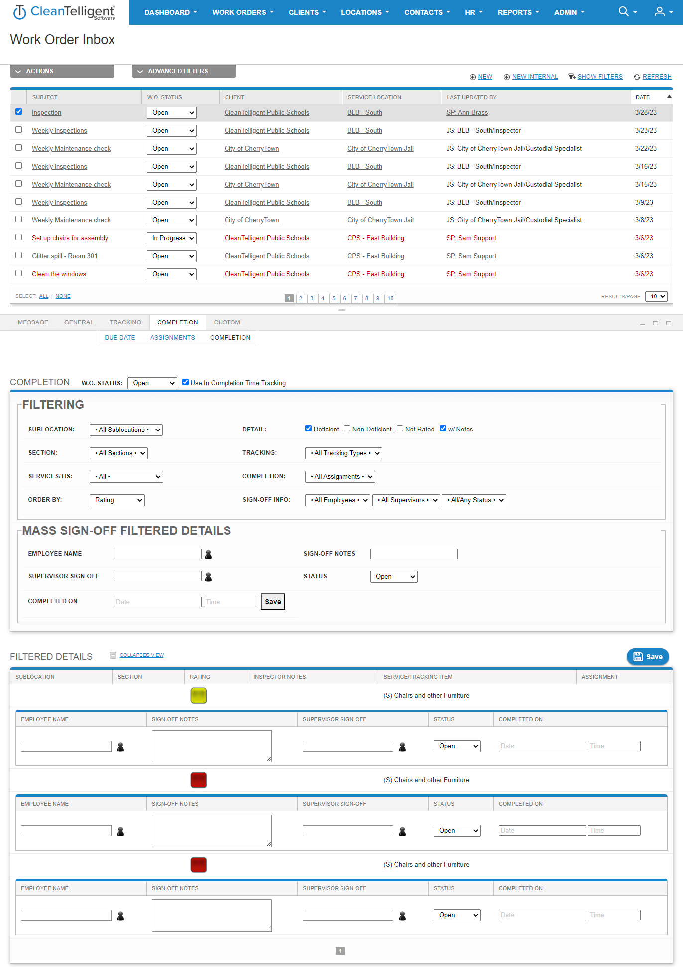 Completing Inspection Deficiencies in Work Orders